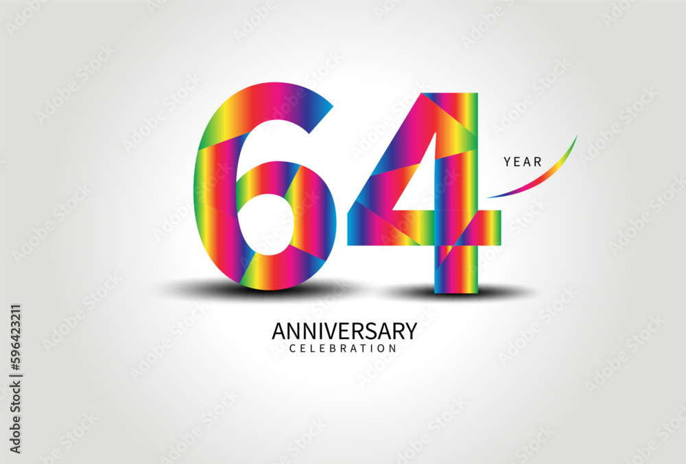 Vetor de 64 Year Anniversary Celebration Logo colorful vector, 64 ...
