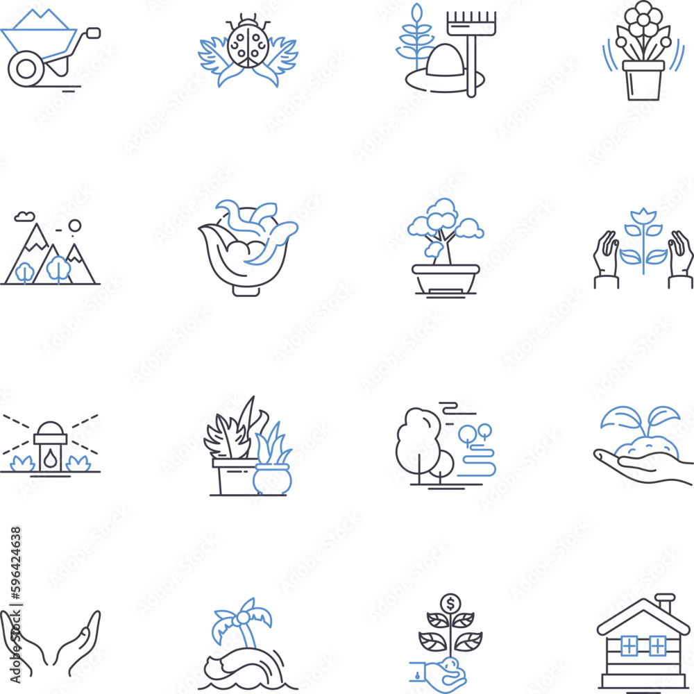Tillage line icons collection. Cultivation, Plowing, Soil, Farming ...