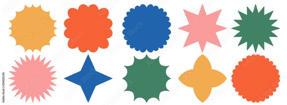 Abstract star circle shapes vector illustration set bright summer ...