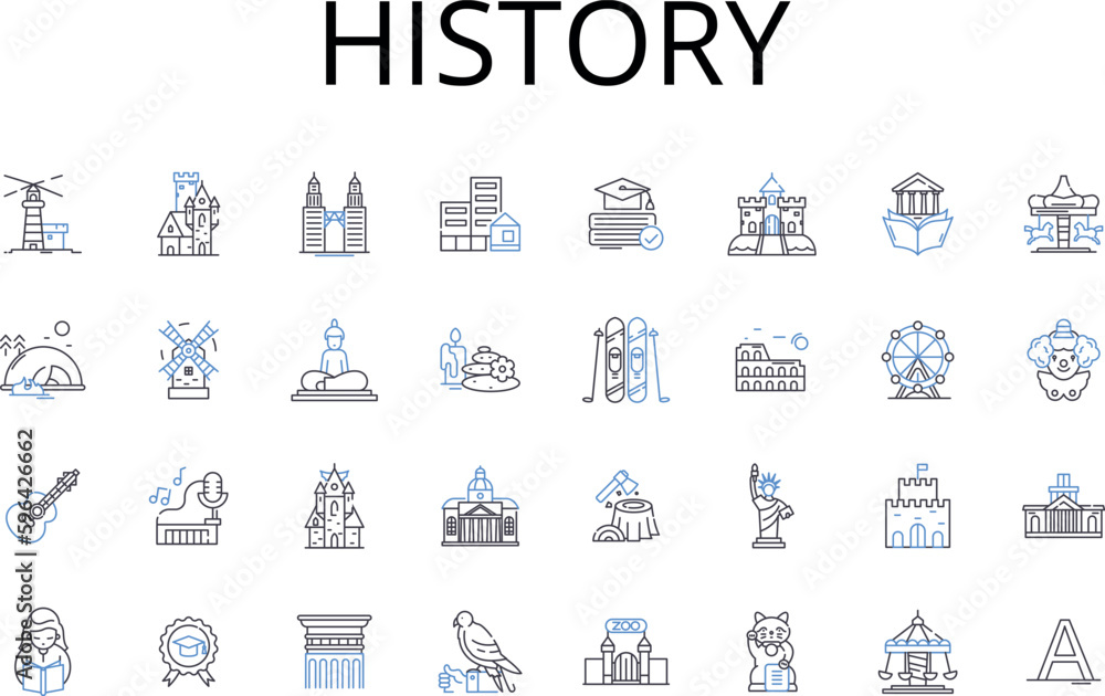 History line icons collection. Culture, Legacy, Tradition, Timeline ...