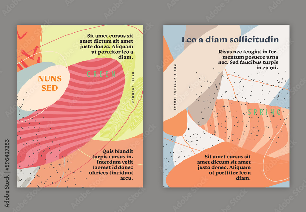 US Letter Flyer Overlapping Blobs Textured With Spots And Lines Stock ...