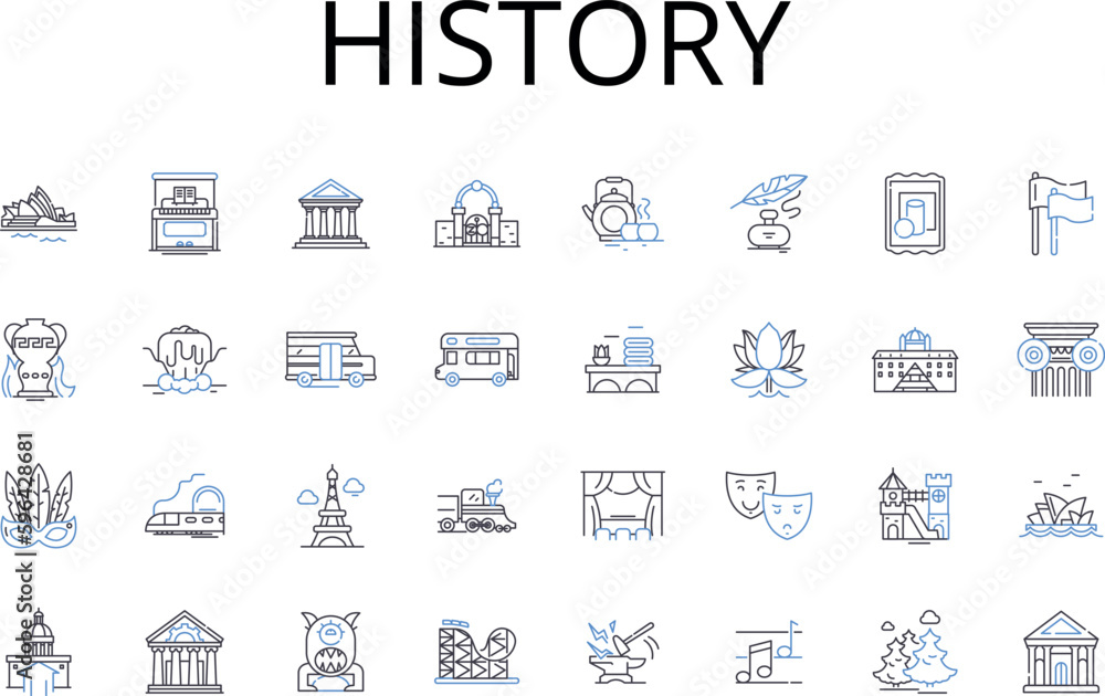 History line icons collection. Culture, Legacy, Tradition, Timeline ...