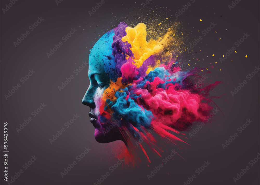 Liquid Color design background fly out of mind explosion - as a fantasy ...