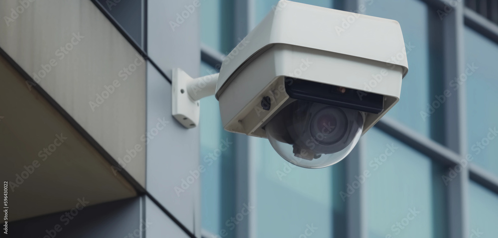 Security camera on modern building. Professional surveillance cameras ...