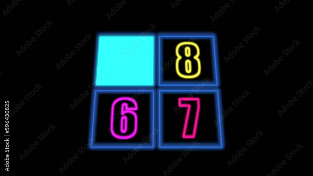 10 Seconds Reveal Neon Countdown Timer - Animated in 4K against a black ...