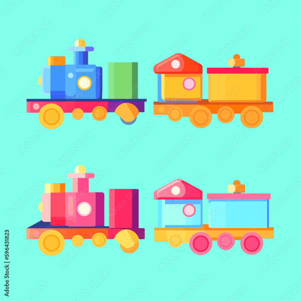 Different kind of toy train cartoon illustration children day toys game ...