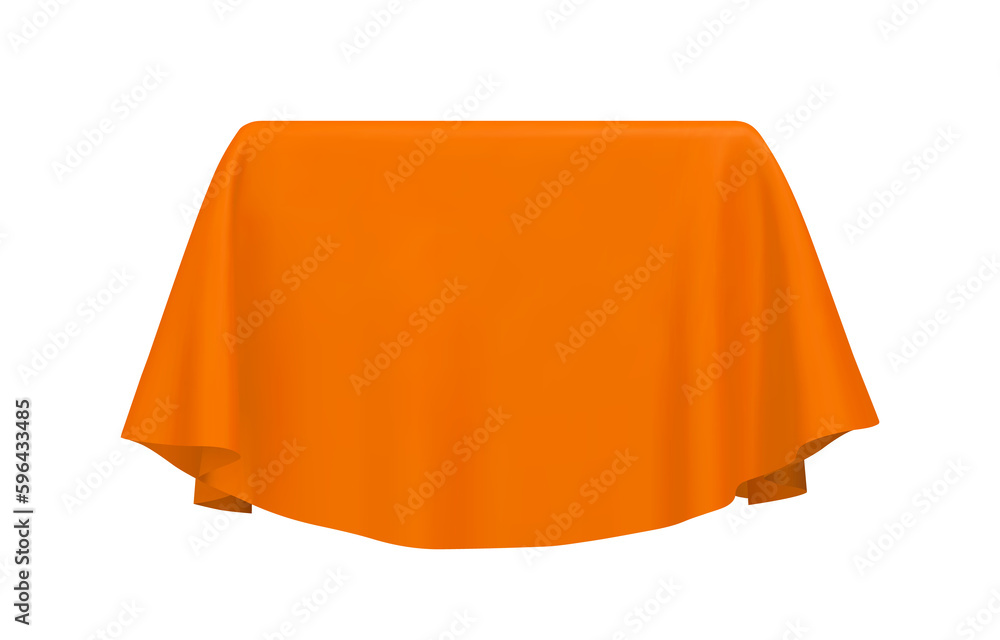 Orange fabric covering a cube or rectangular shape. Can be used as a ...