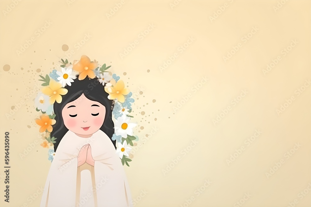 Background of Mary, mother of God. Wallpaper illustration. Front View ...