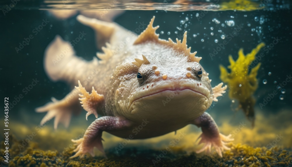 Under water axolotl salamnder with beautiful details generative ai ...