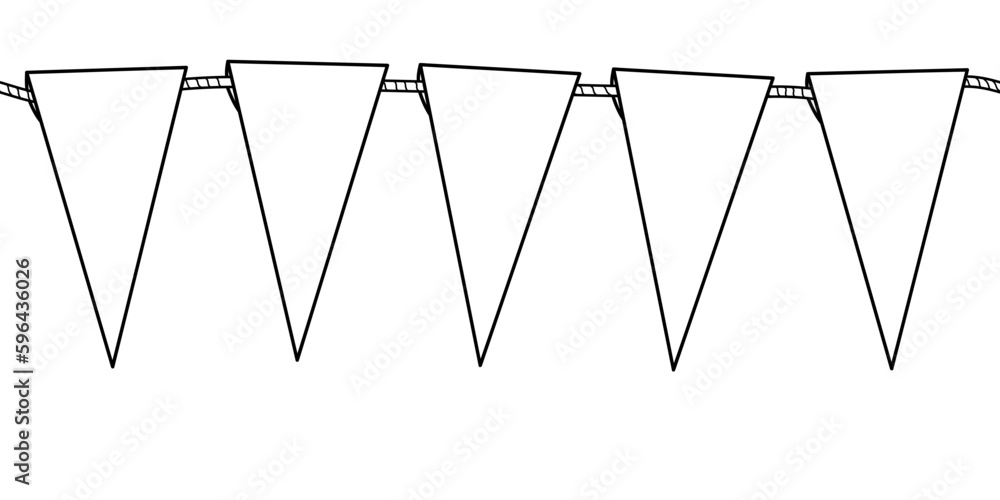 Vetor de Pennants on string - seamless pattern. Hand drawn black and ...