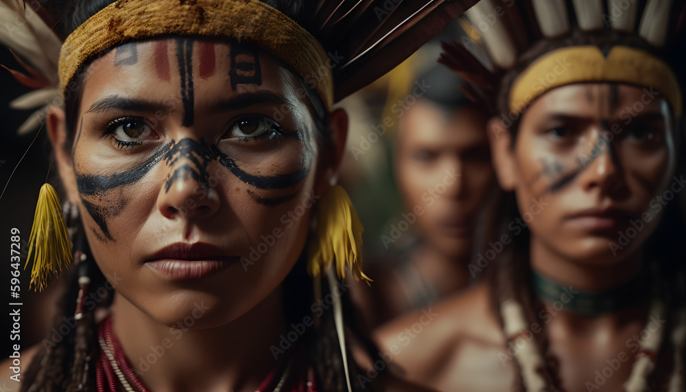 Portrait of Americans Indian people, America native man and woman ...