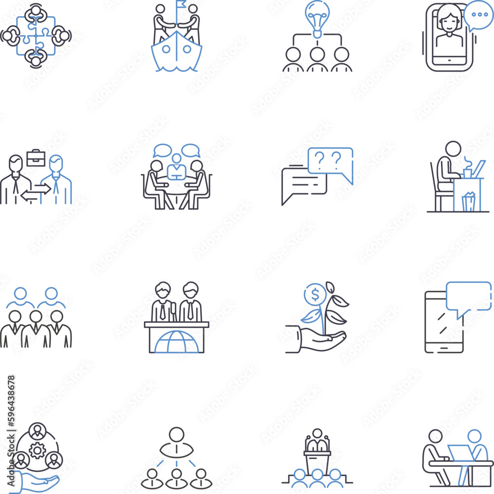 Strengthening Bonds Line Icons Collection Connection Trust Unity Support Empathy