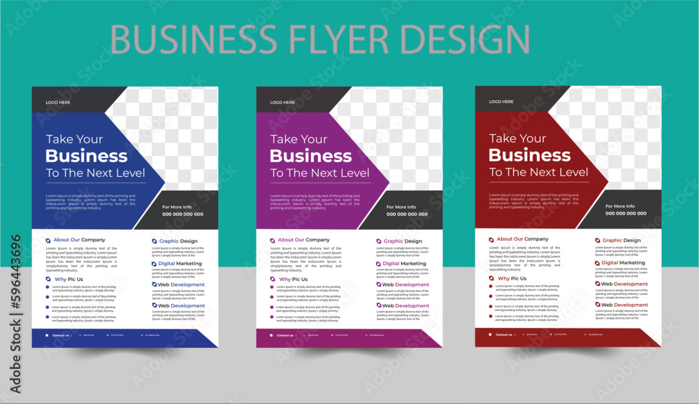 Set of 3 business brochure flyer design templates. Can be use for ...