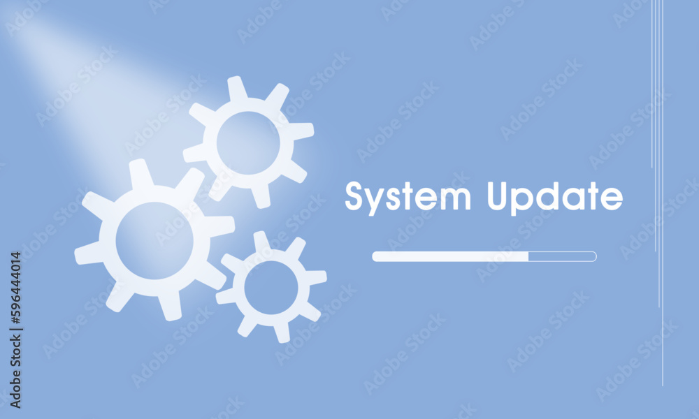 Vetor de System update sign with wheel icons and text. Update concept ...
