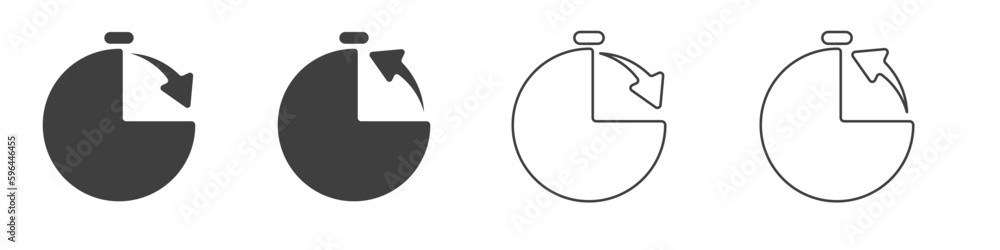 Stopwatch vector icon set. Countdown time forward and backward vector ...