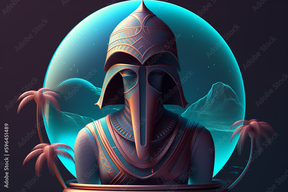 AI-Generated Psychedelic Illustrated Figure inspired by Egyptian God ...