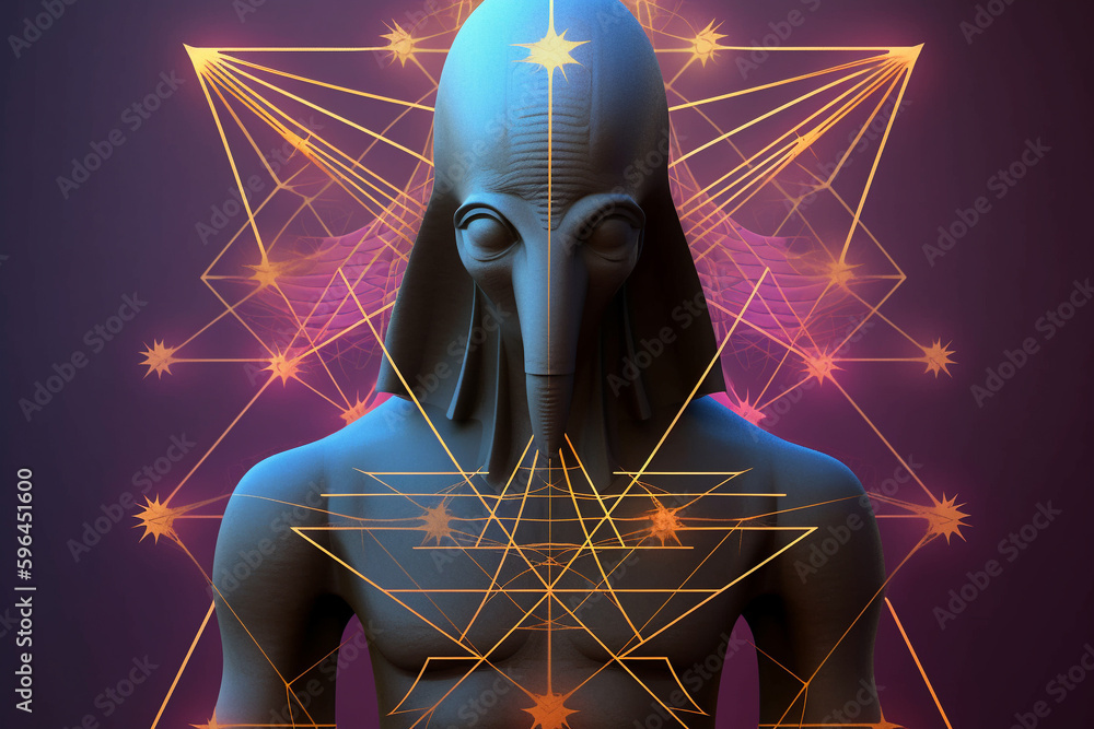 AI-Generated Psychedelic Illustrated Figure inspired by Egyptian God ...
