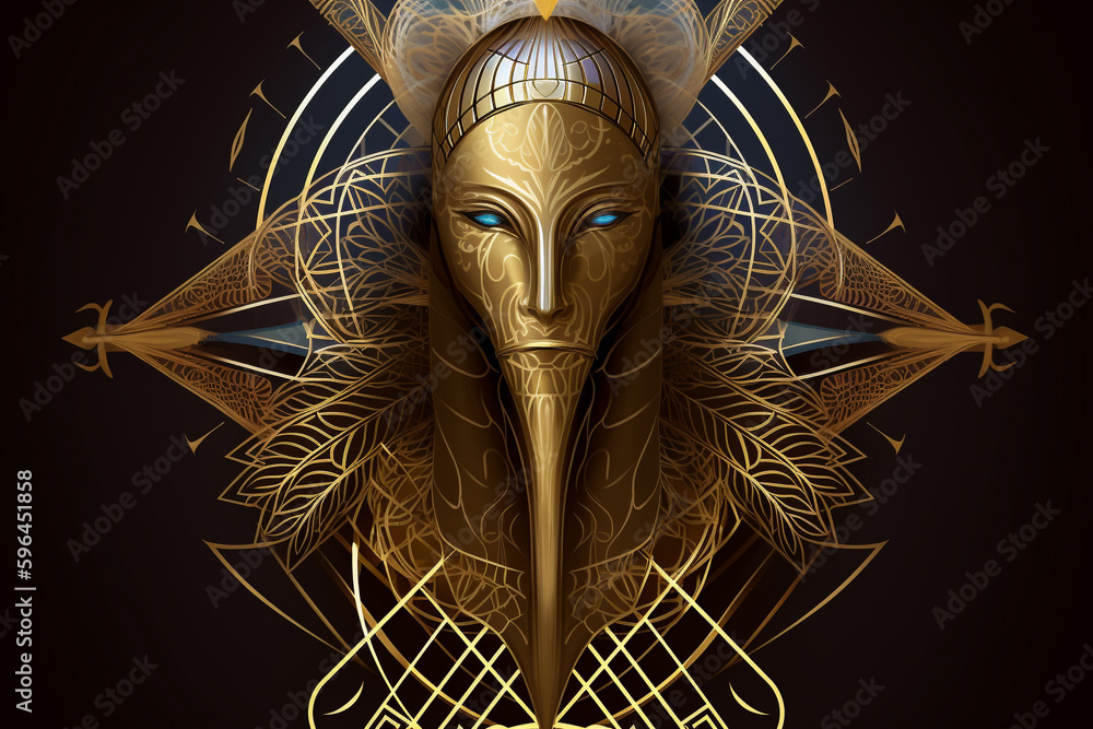 AI-Generated Psychedelic Illustrated Figure inspired by Egyptian God ...