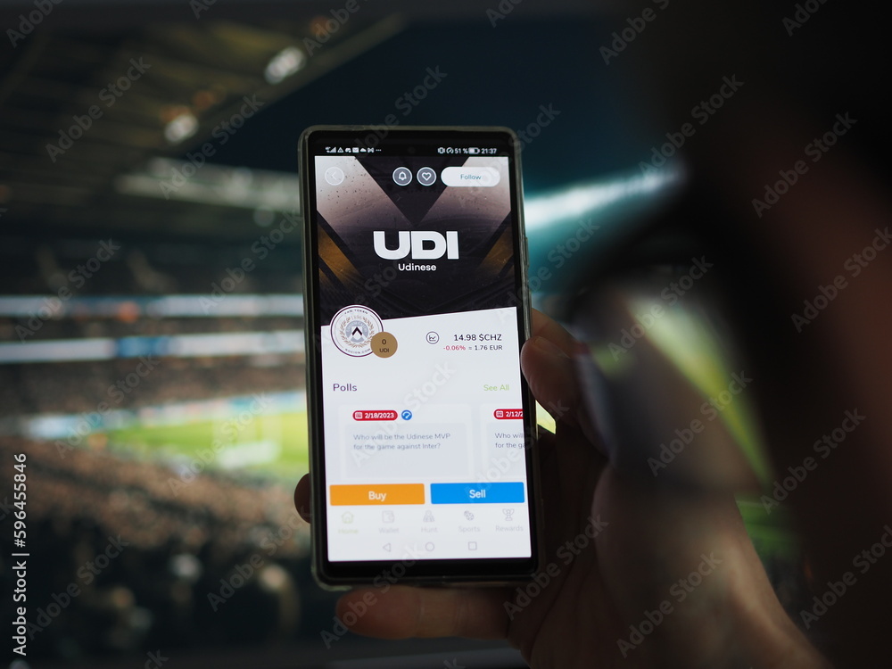 Jun 14th 2023. A fan of Udinese Calcio looks at his team's token UDI on Socios app, the $UDI ...