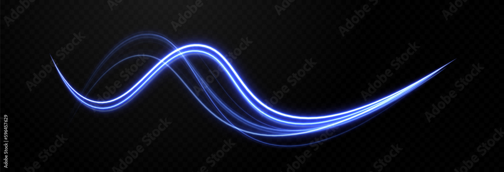 Vector glowing blue lines png. Neon lines png. Magic lines of light ...