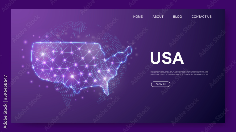 USA 3d low poly website template. United States of America design ...