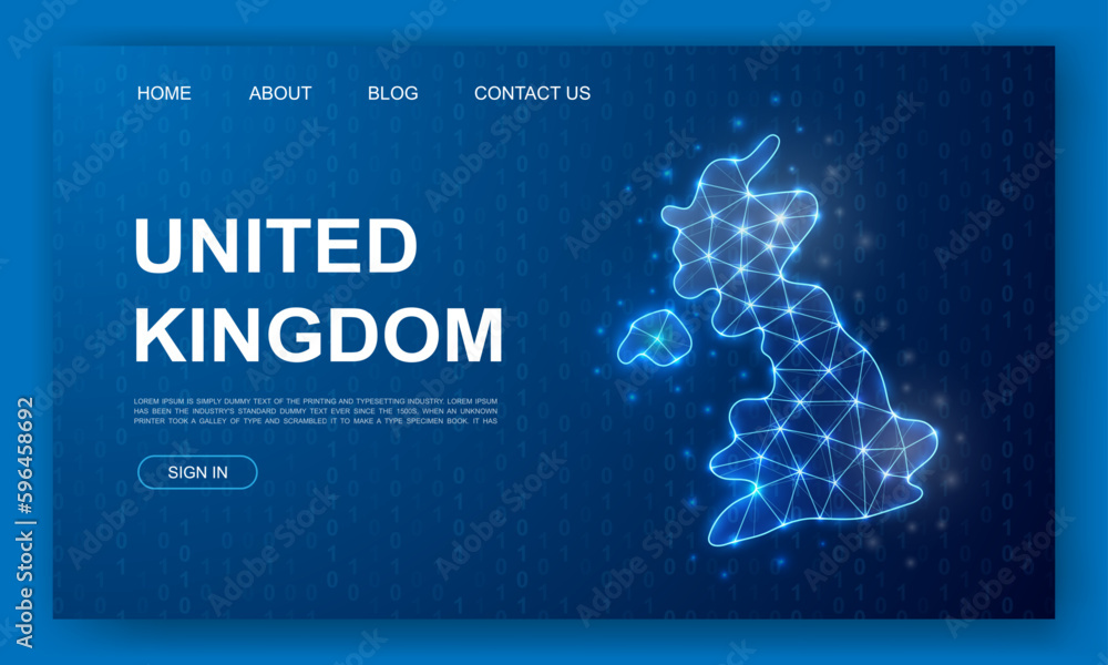United Kingdom 3d polygonal website template. Great Britain design ...