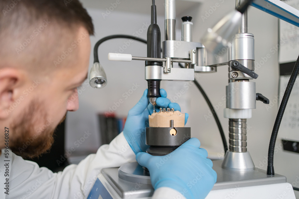 Workplace equipment dental technician. Production of dental crowns or ...