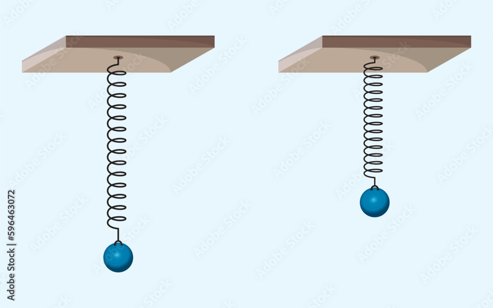 Physics ceiling and oscillation of springs. Physics Hook's law. The ...