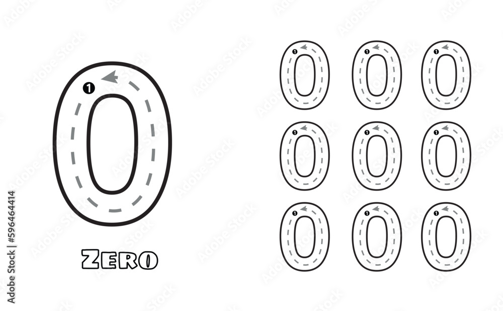 Number Null trace practice worksheet for prek kids and toddlers ...