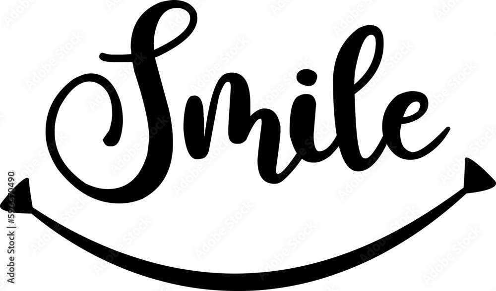 Vetor de smile word with smile emoji style lips smile svg vector ...