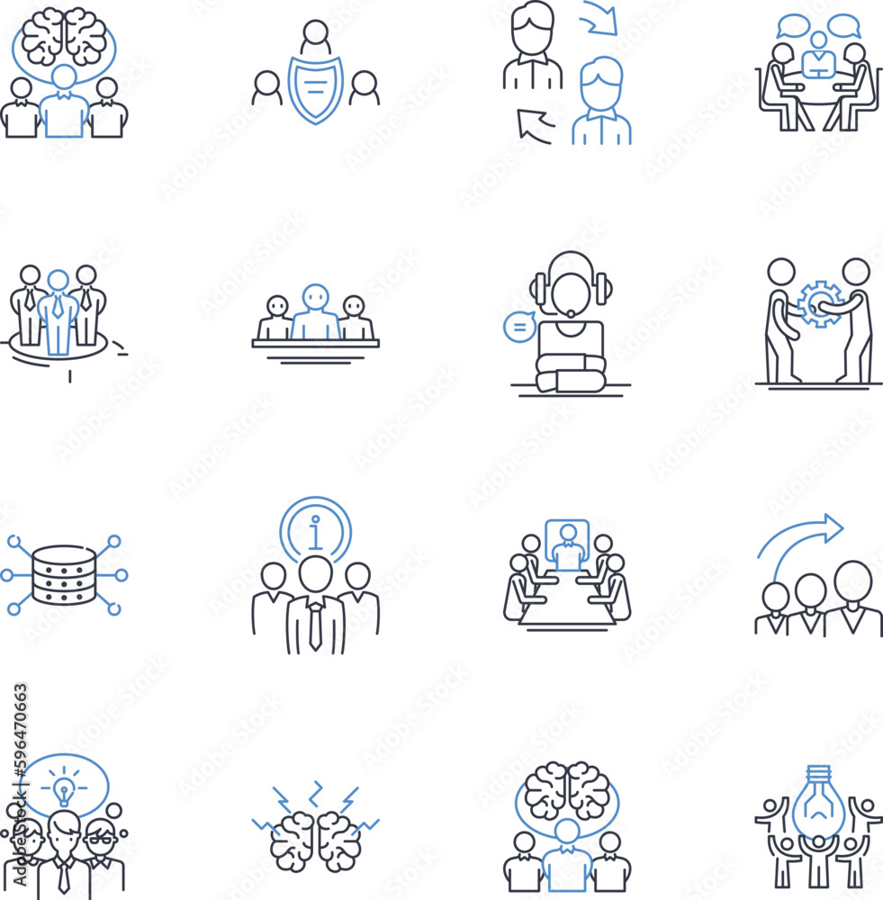 Joint-workers line icons collection. ollaboration, Synergy, Cooperation ...