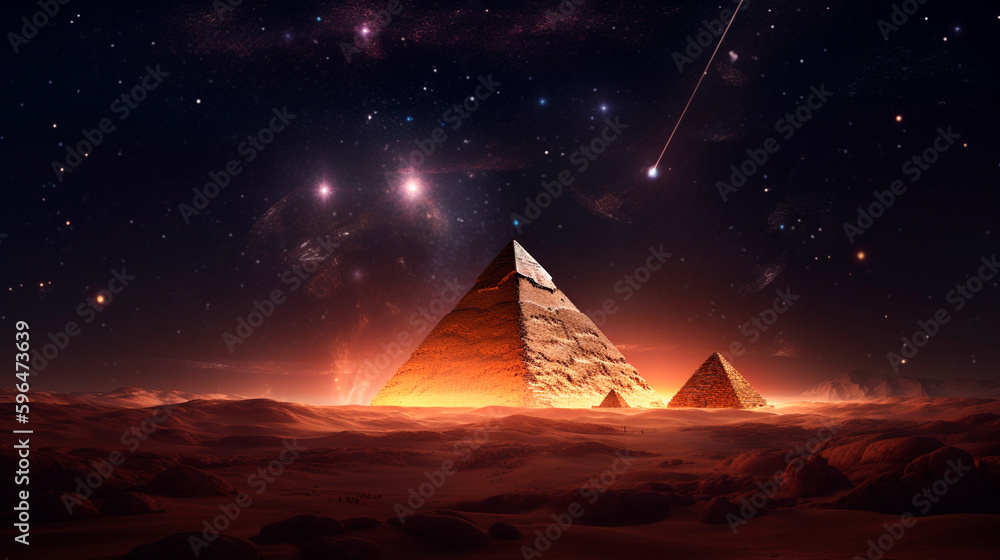 Egyptian pyramids are present in this future desert environment at ...