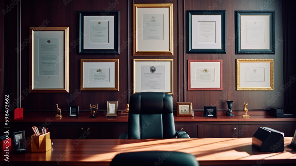 Empty frame on office wall diploma degree certificate credentials image ...