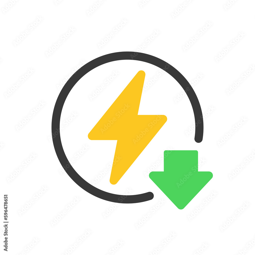 Reducing energy use icon. Clipart image isolated on white background ...