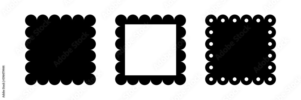 Scalloped square shape set. Clipart image isolated on white background ...