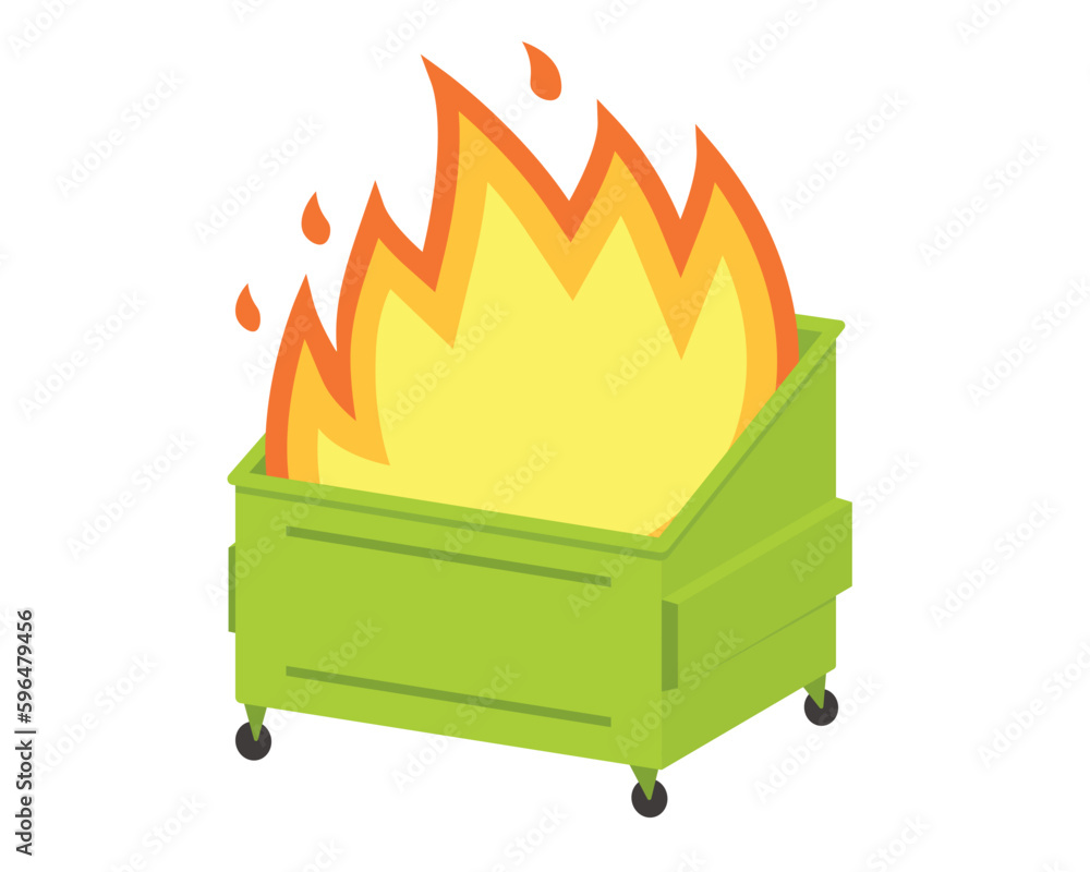 Dumpster fire icon. Clipart image isolated on white background Stock ...