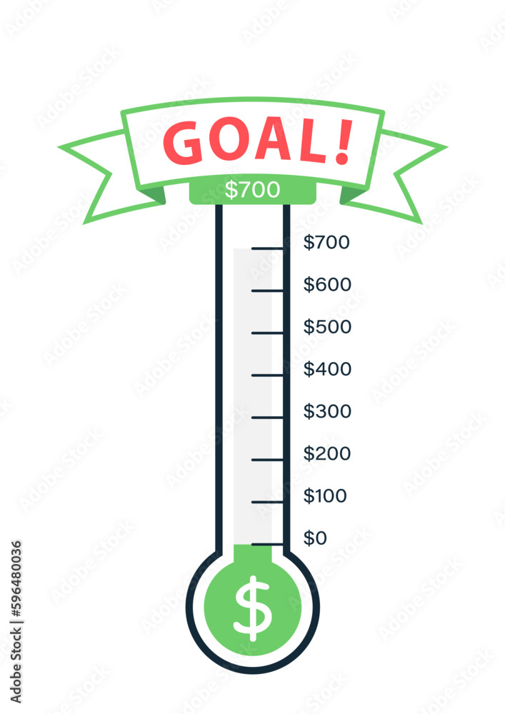 Goal Thermometer icon template. Clipart image isolated on white ...