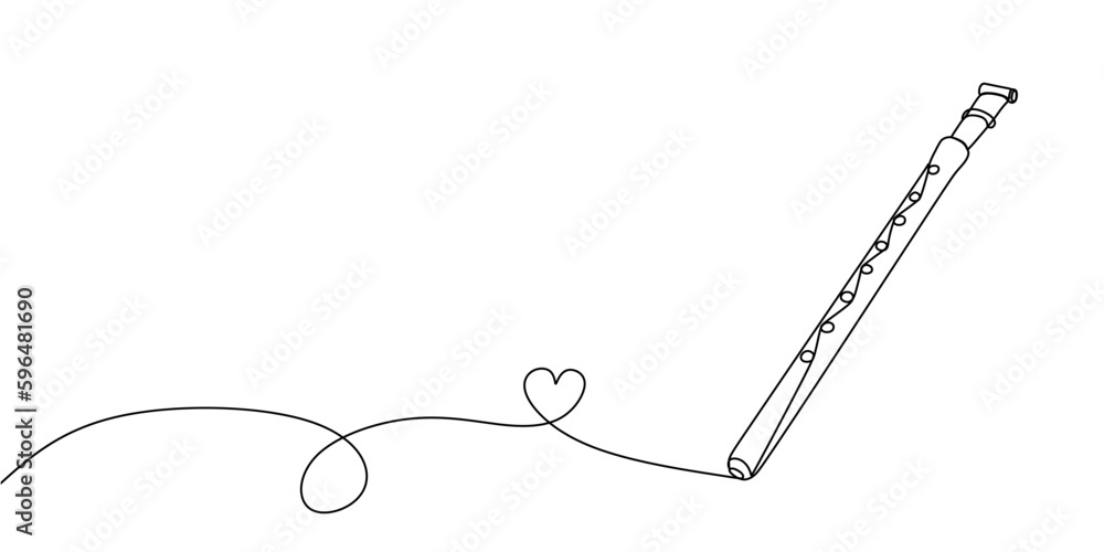 One Continuous line drawing musical instrument duduk on white ...