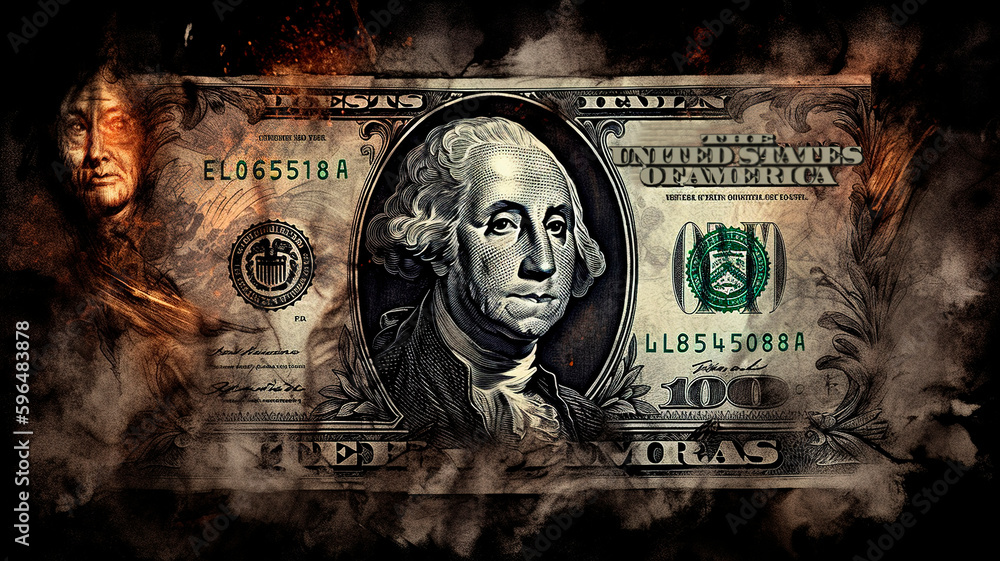 Hundred dollar bill burning in close-up over black background, Burning ...