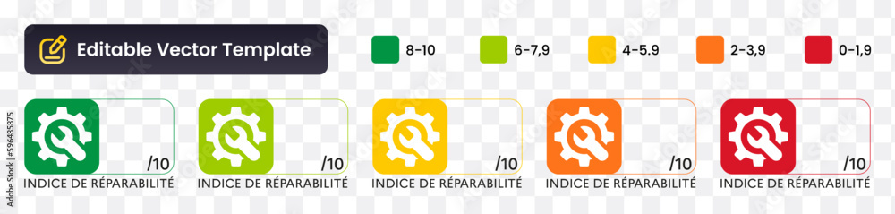 Indice de réparabilité logo vecteur set template. Symboles Indice de ...