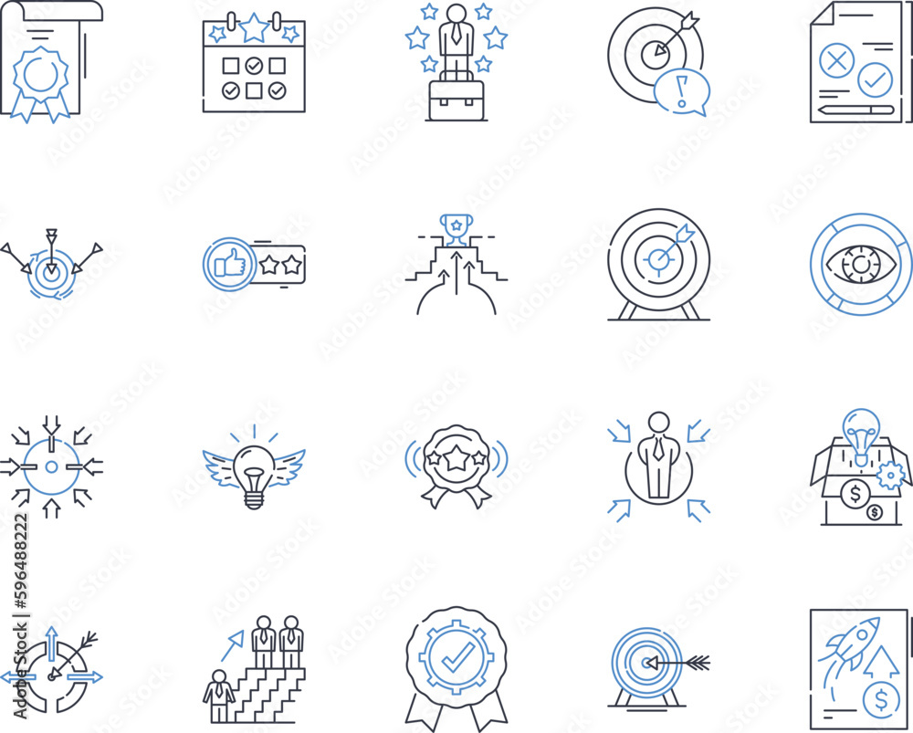 Success benchmarks line icons collection. Goals, Milests, Achievements ... Success benchmarks line icons collection. Goals, Milests, Achievements ...