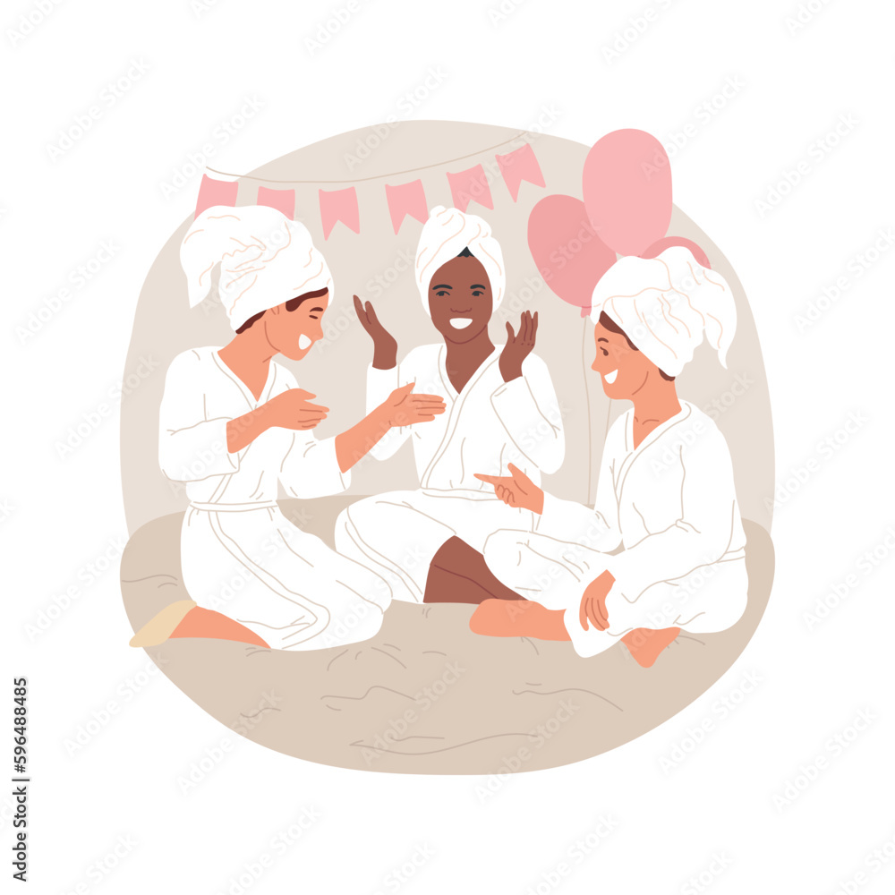 Spa theme party isolated cartoon vector illustration. Attractive girls ...