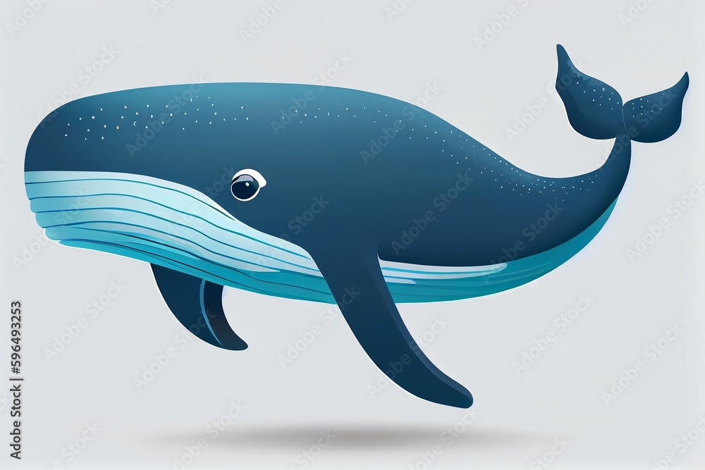 Big blue whale cartoon animal design biggest mammal on earth flat ...