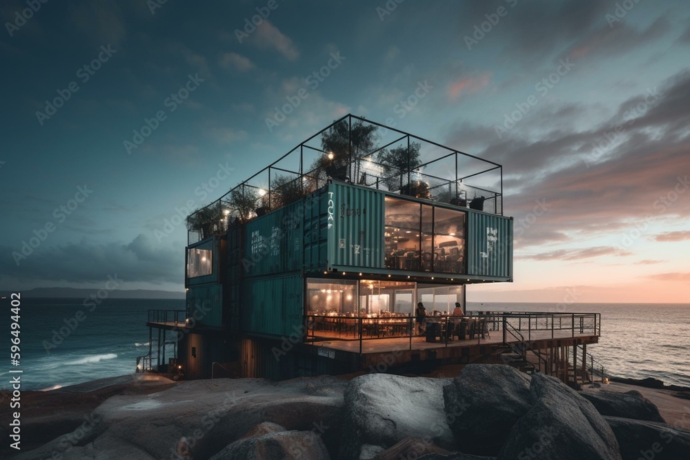 Modern sustainable design with remake containers as restaurant, office ...