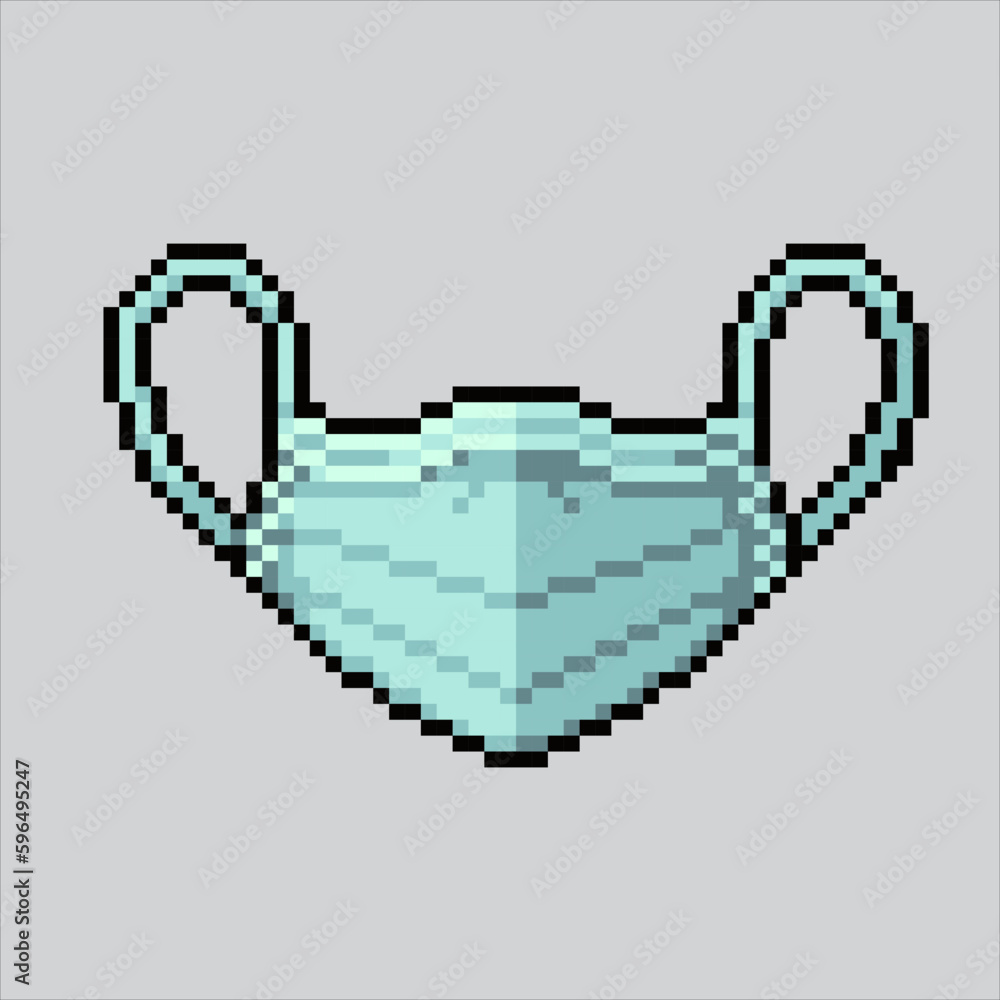 Mask pixel art icon. White pixelated medical mask design for logo, web ...