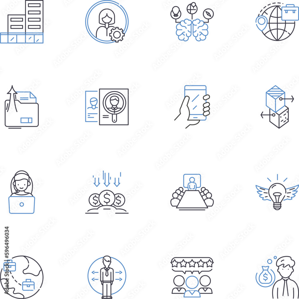 Vetor de Market validation line icons collection. Research, Testing ...