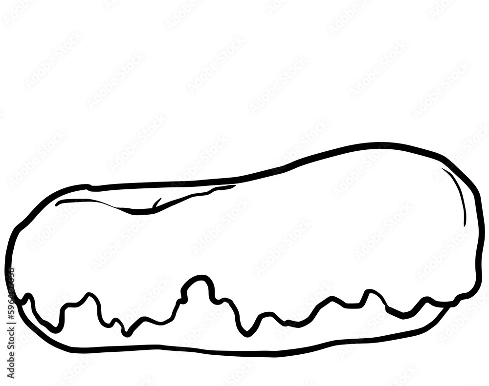 Simple and realistic eclair line drawing Stock Illustration | Adobe Stock