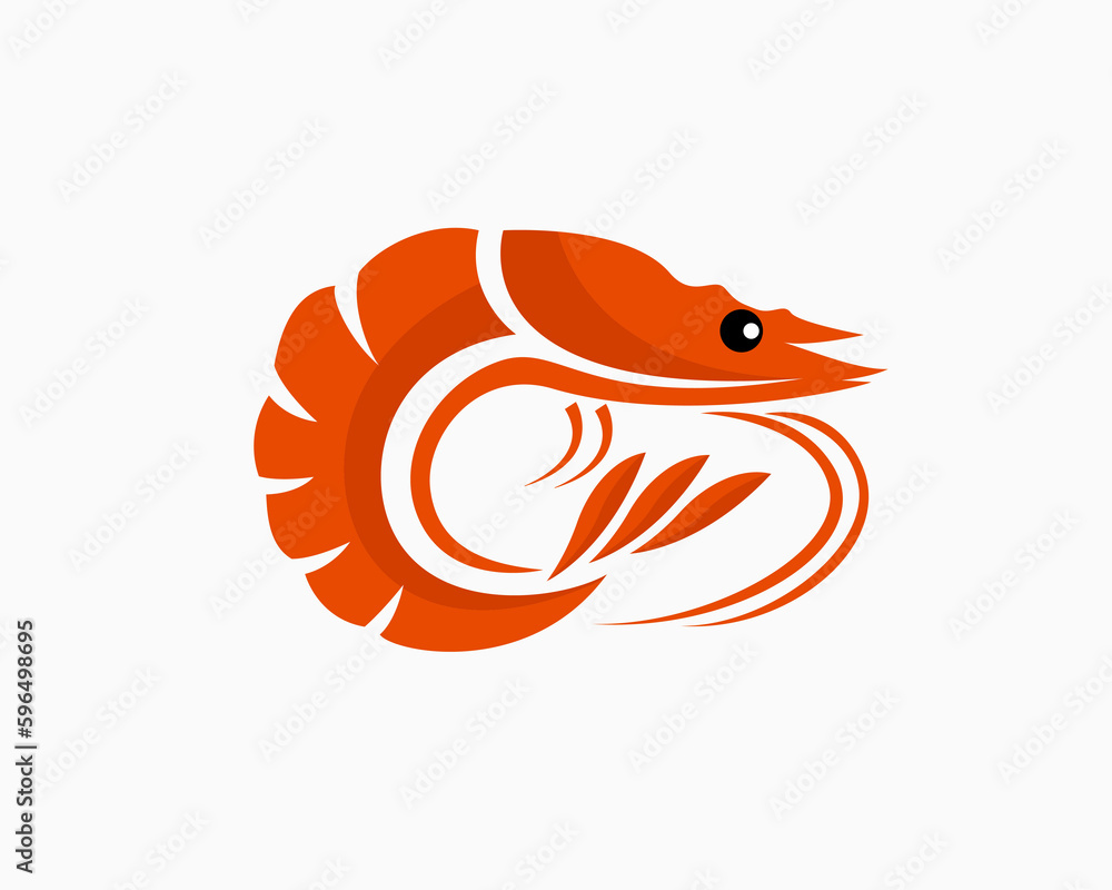 simple line artistic jump prawn shrimp abstract logo icon symbol design ...