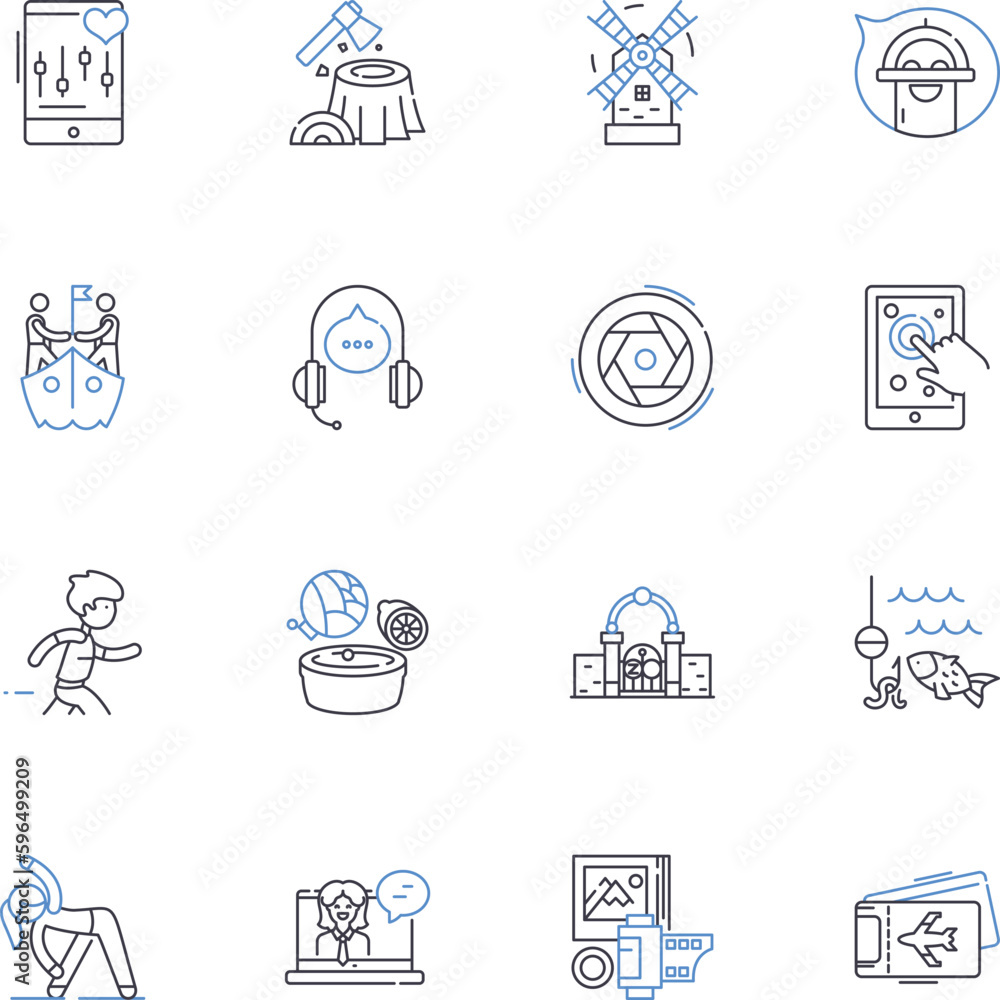 Historical tours line icons collection. Heritage, Legacy, Antiquity ...