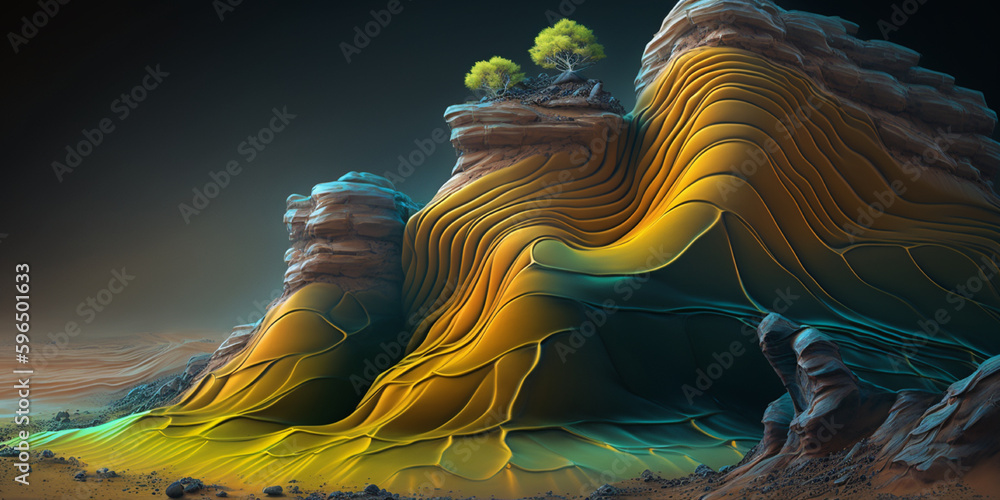 Mountain paper layer with pastel colors and slime texture created by ...